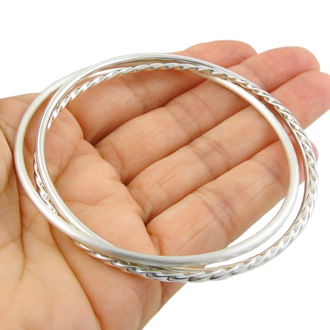3 in 1 Sterling Silver Bangles for Women The Mexican Collection