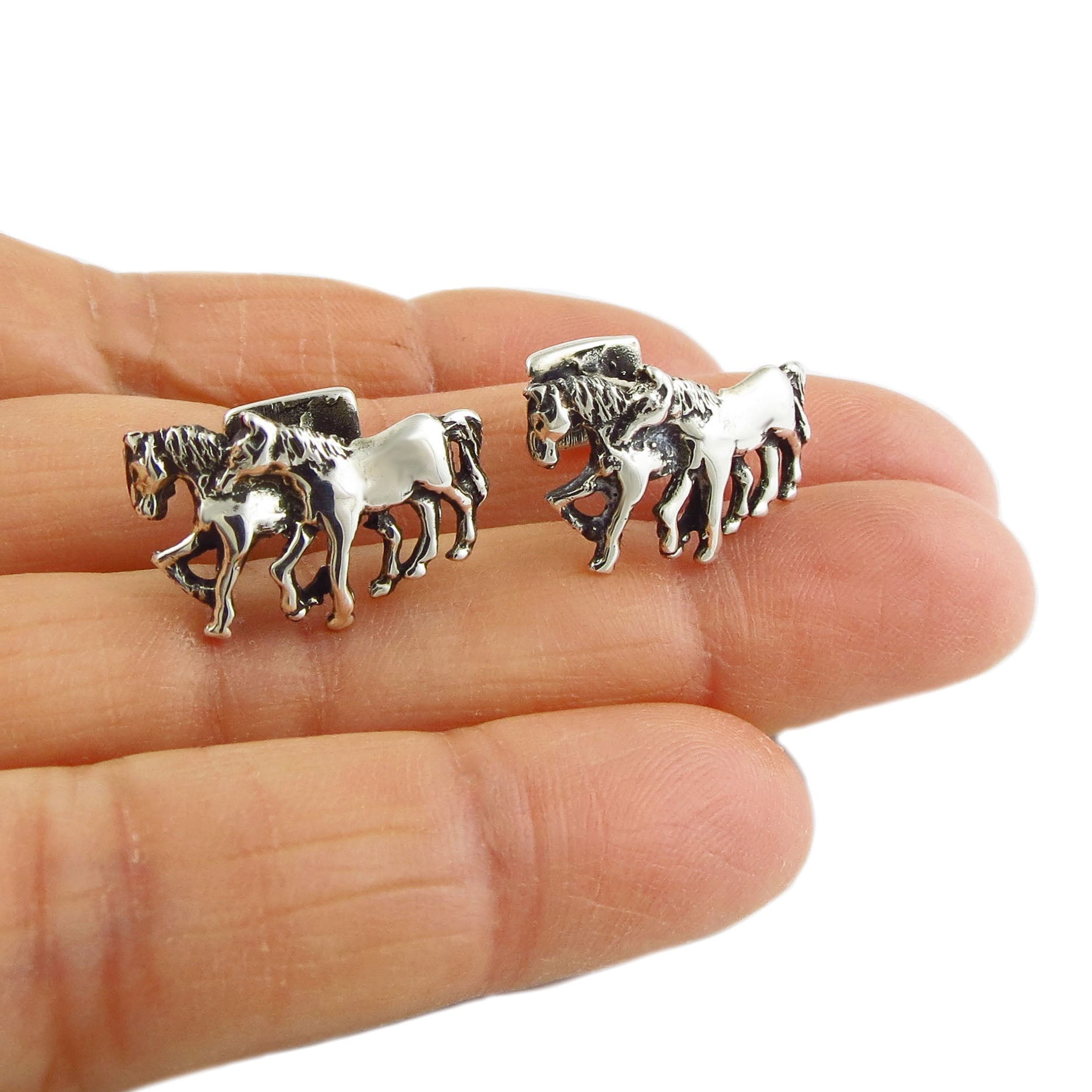 Sterling Silver Horse Cufflinks